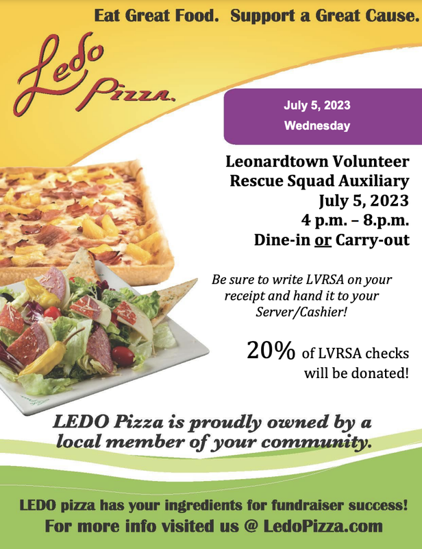 Ledo Pizza Fundraiser - Leonardtown Volunteer Rescue Squad